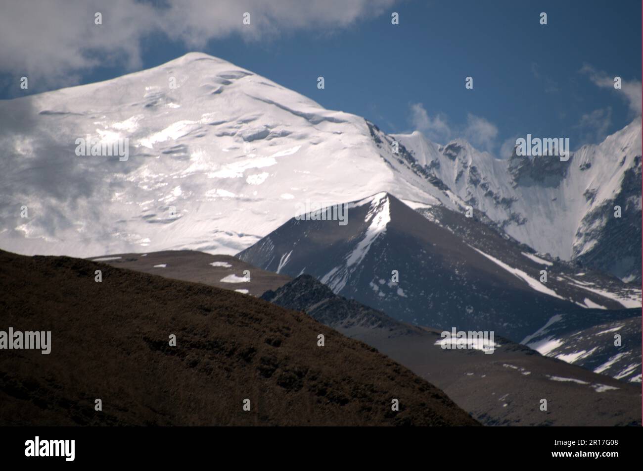 People's Republic of China, Tibet: sunshine reflecting on a snow ...