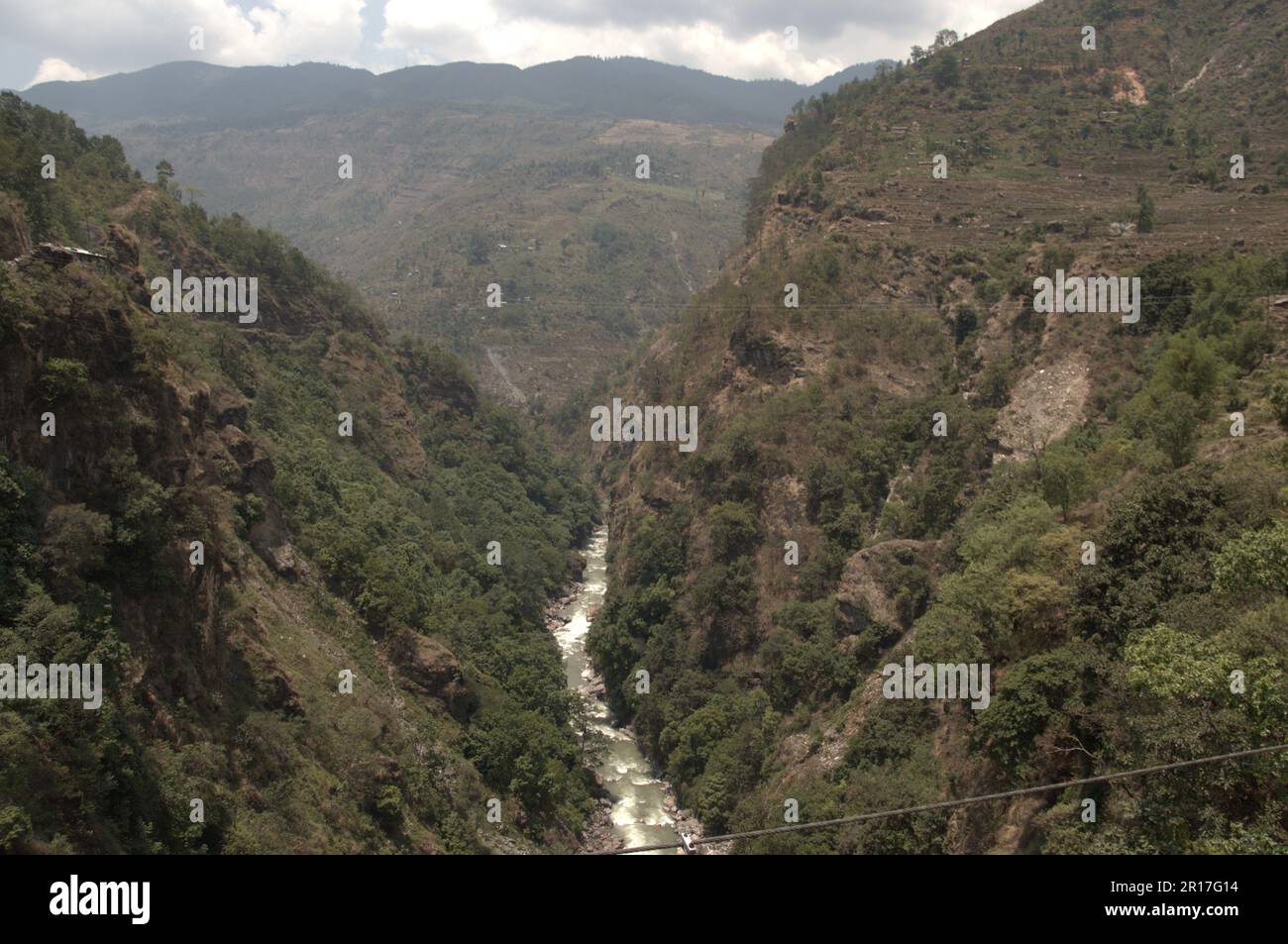 Nepal: view of Po Chu Gorge from the suspension bridge Stock Photo - Alamy