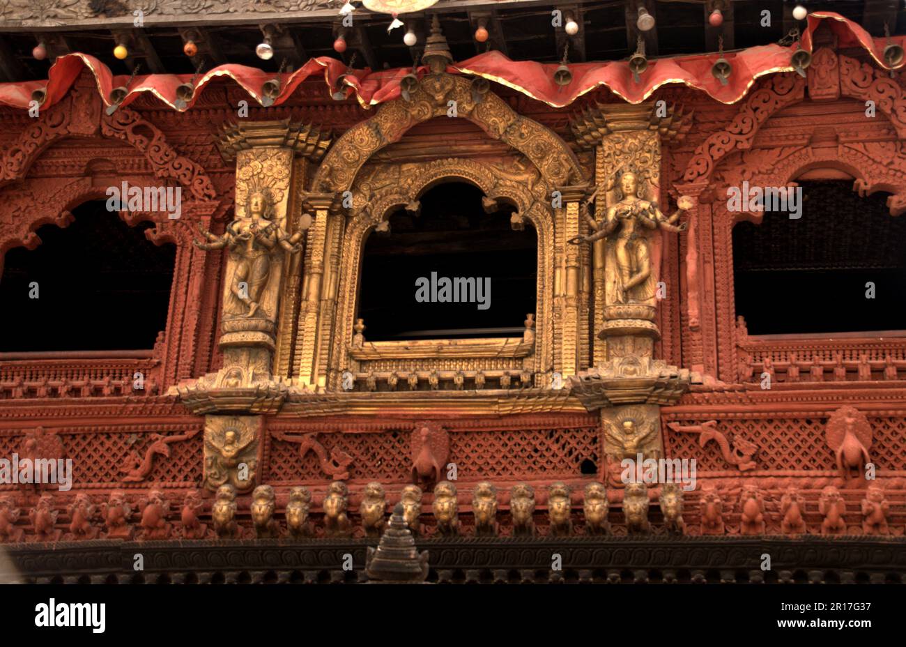 Nepal, Kathmandu: window in the Kumari Bahal (Palace) where the "Living ...