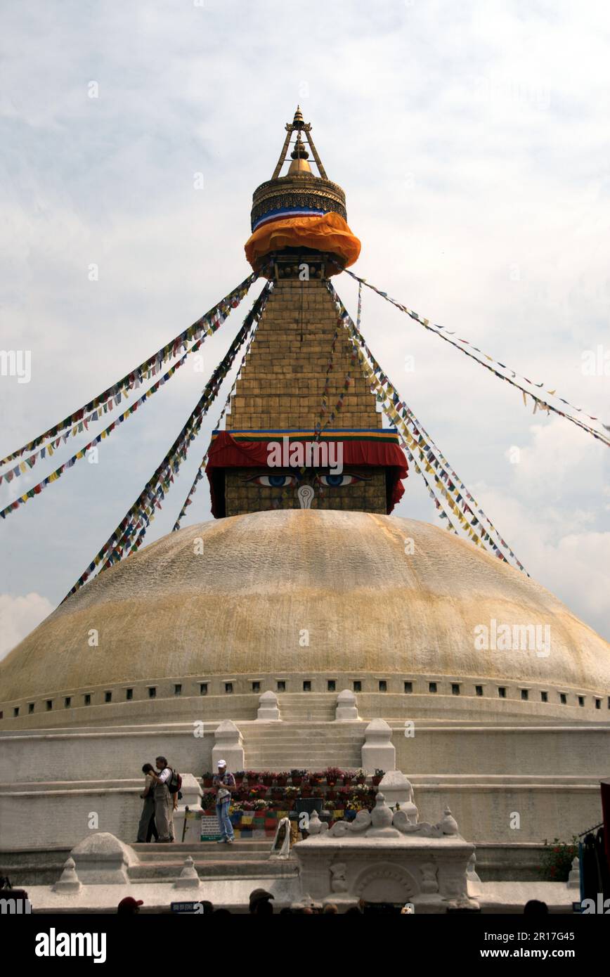 Nepal, Kathmandu: Bodhnath Stupa, 40 metres wide and dating from the ...