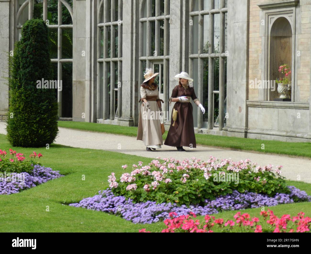 England, Cheshire: Strolling on the Orangery Terrace at Lyme Park ...