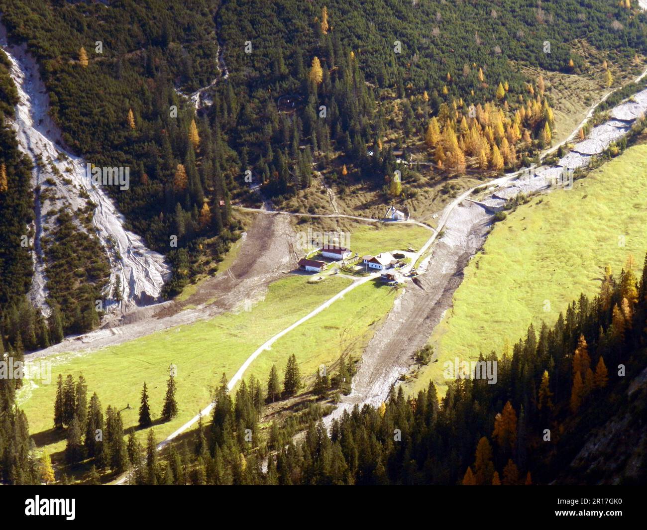 Austria, Tyrol, Seefeld: Eppzirler Alm in Eppzirler Valley, from the ...