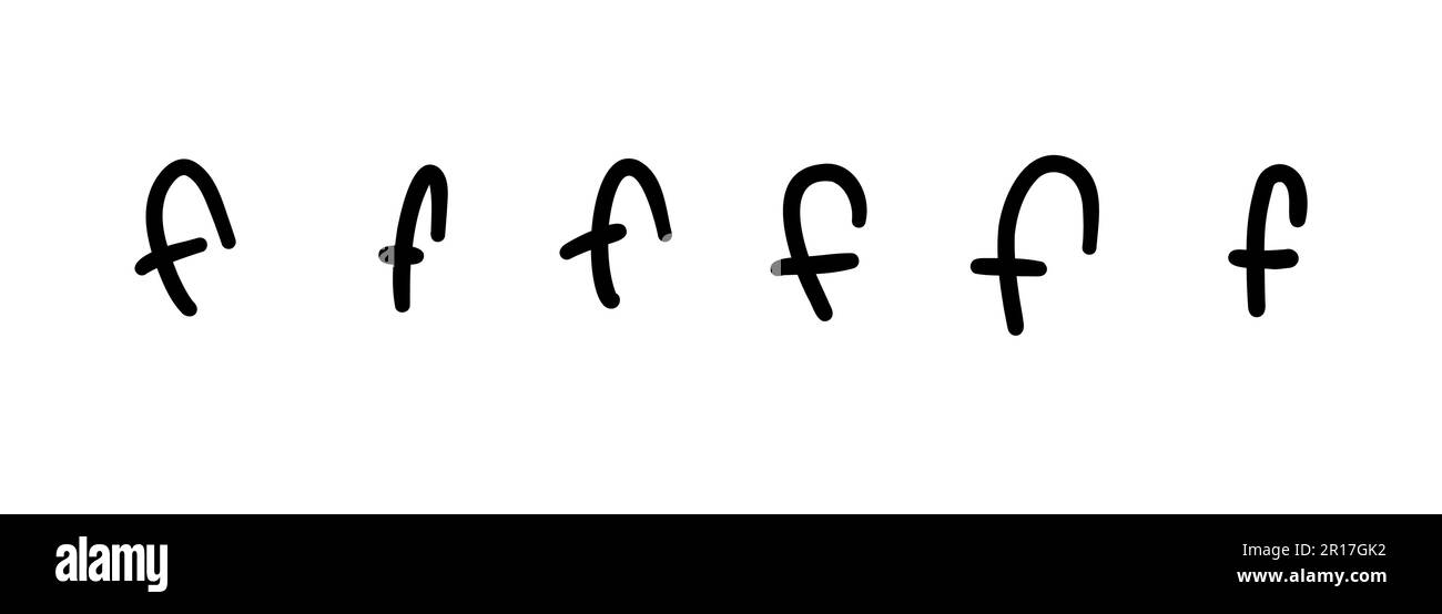 Childlike scribble simple black english latin F alphabet letter symbol ...