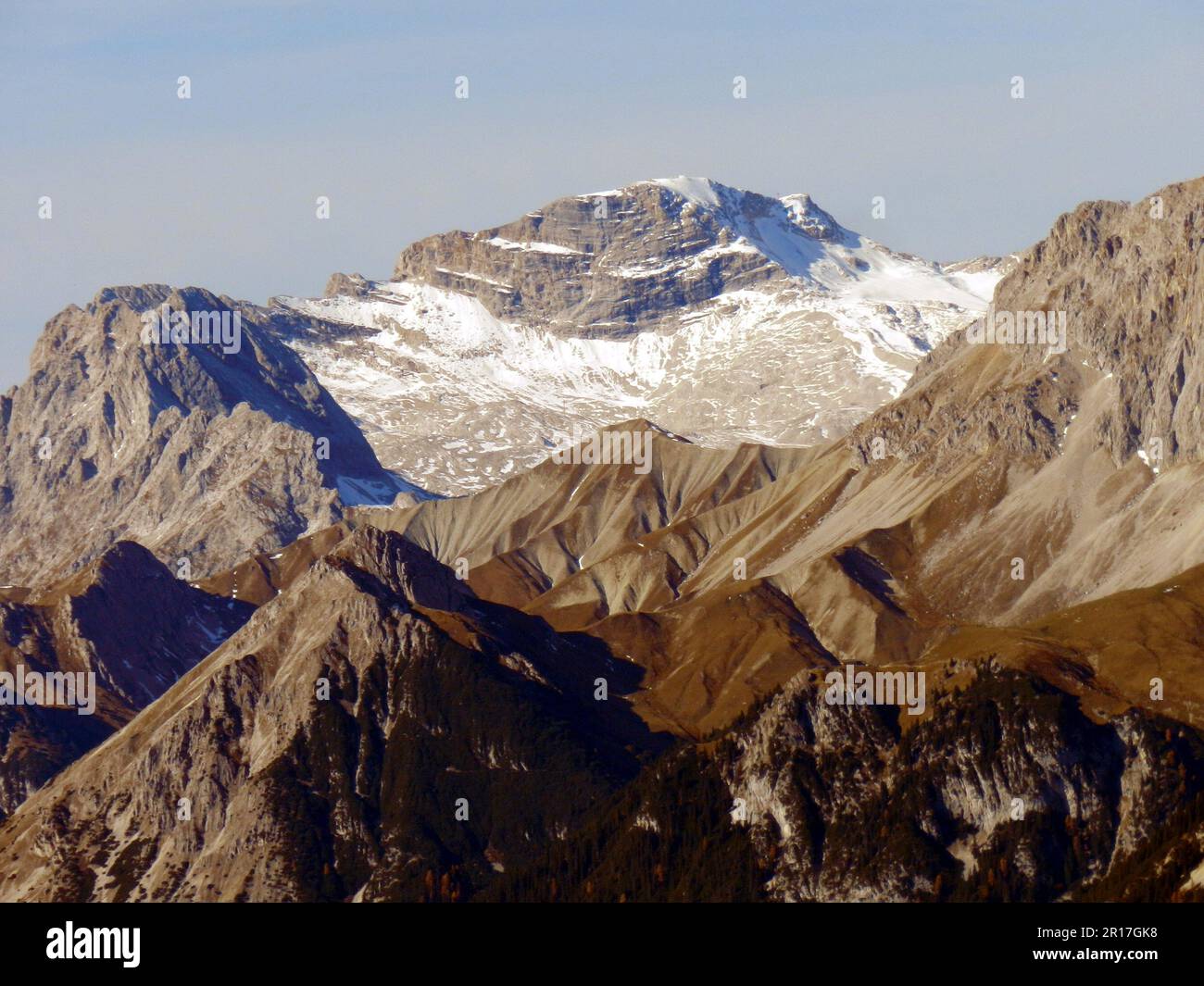 Austria, Tyrol, Seefeld: Schneefernerscharte and the Zugspitze glacier ...