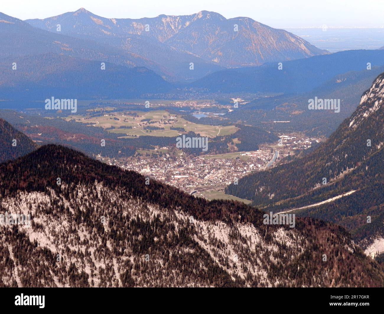 Austria, Tyrol, Seefeld: tele-shot of Mittenwald, from Seefelder Joch ...