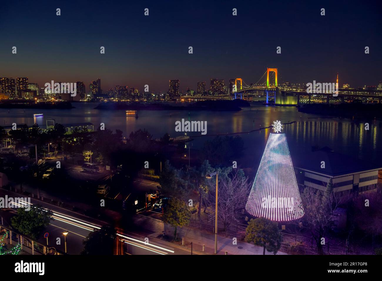 Rainbow Bridge and the Daiba Tree Stock Photo - Alamy