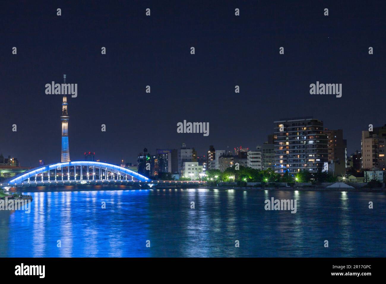 Sumida River Night Scene / Tokyoskytree and Eitaibashi Bridge Stock ...