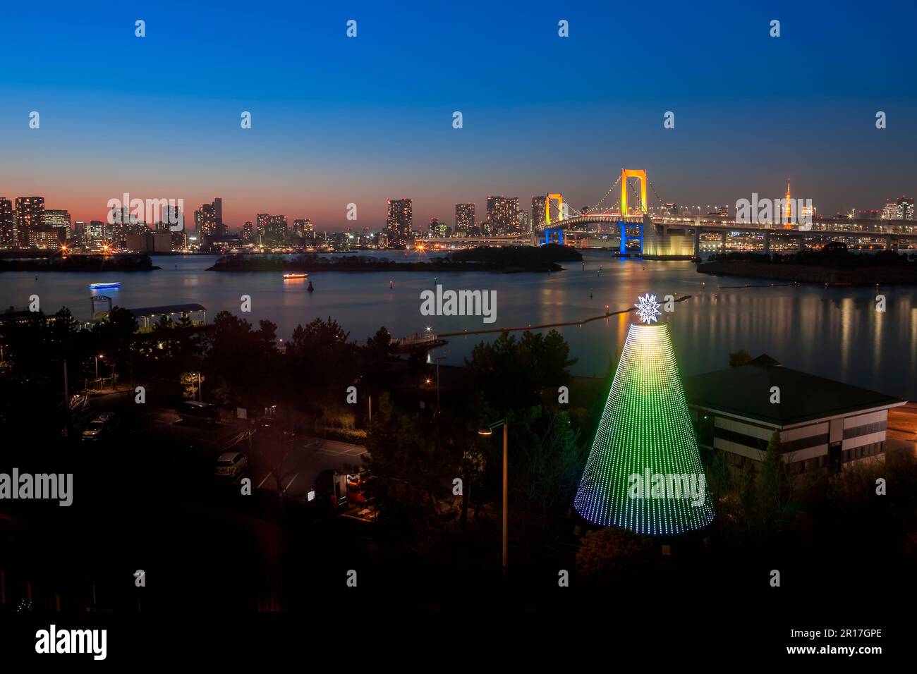 Rainbow Bridge and the Daiba Tree Stock Photo - Alamy