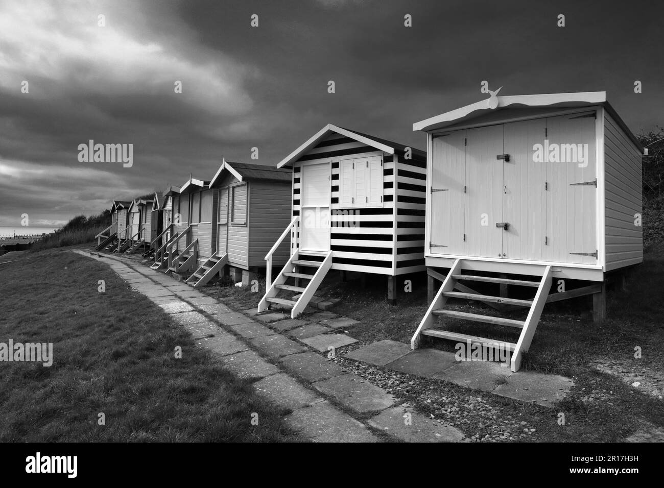 Beachuts on the promenade at Frinton-on-Sea, Tendring district, Essex ...