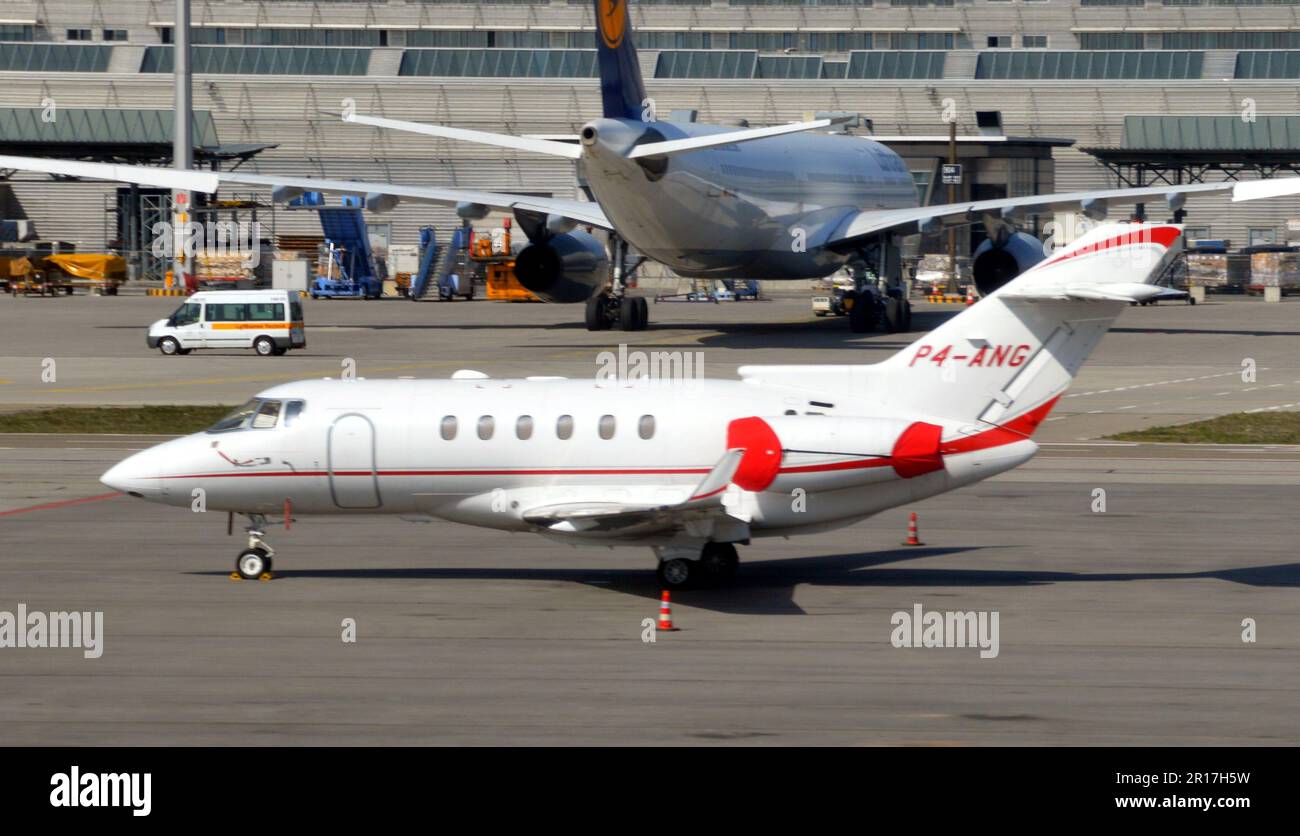 Germany, Bavaria, Munich: P4-ANG Raytheon Hawker 900XP bizjet at Franz ...