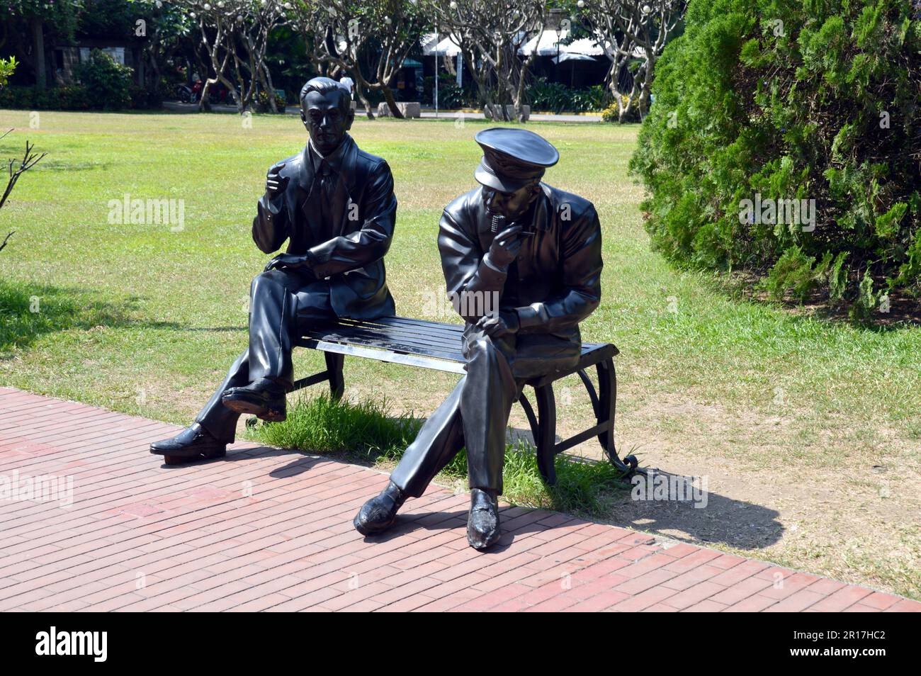 The Philippines, Manila: seated bronze statues of Philippine notables ...