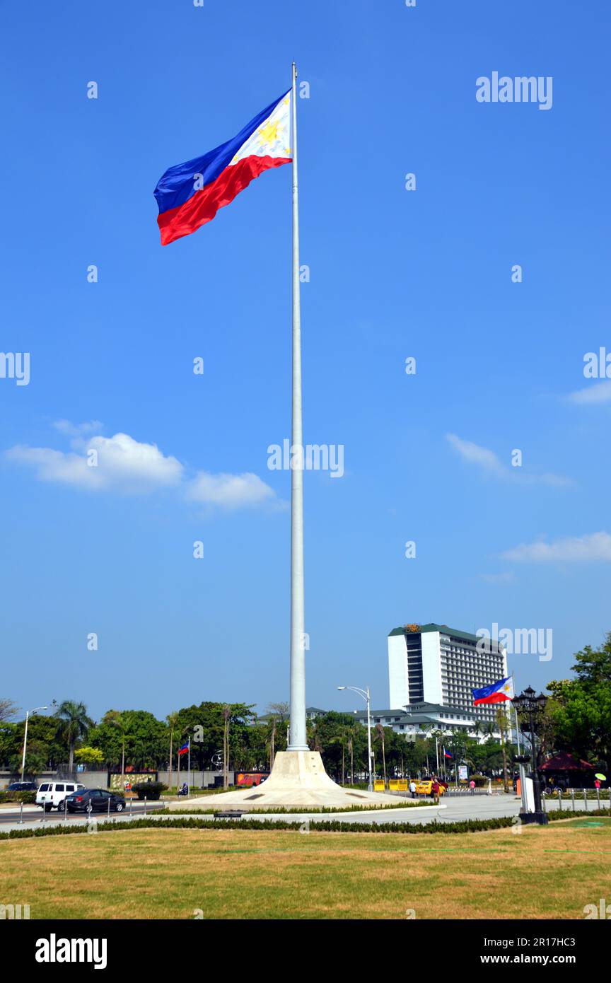 The Philippines, Manila: the giant flagpole and Philippine flag in ...