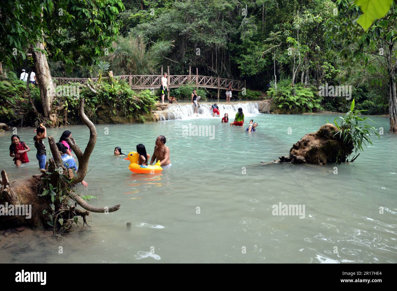 Laos, Luang Prabang: bathing in the pools and waterfalls of the Kuang ...