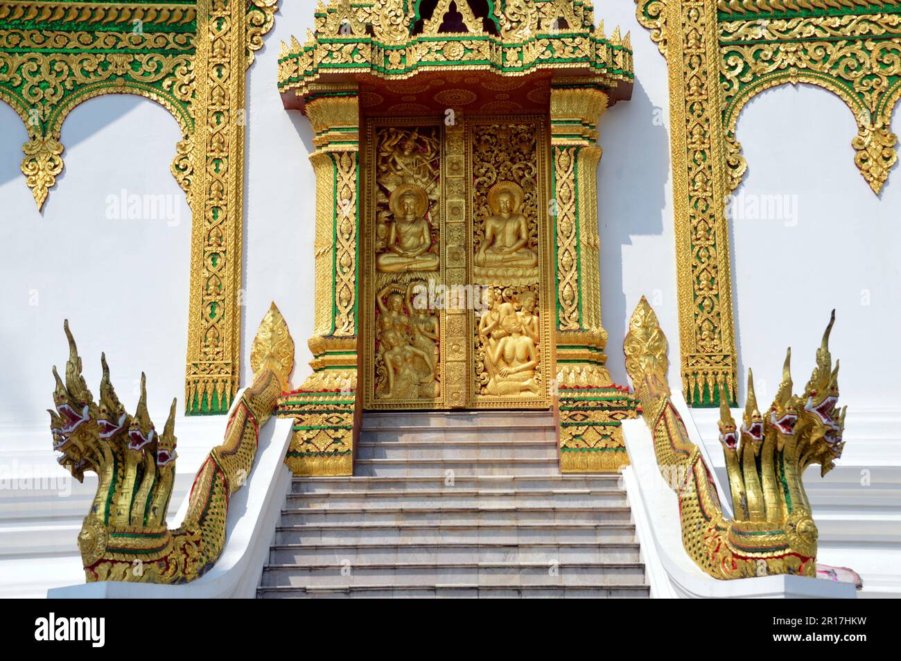 Laos, Luang Prabang: Wat Haw Pha Bang Buddhist Temple, newly built to ...