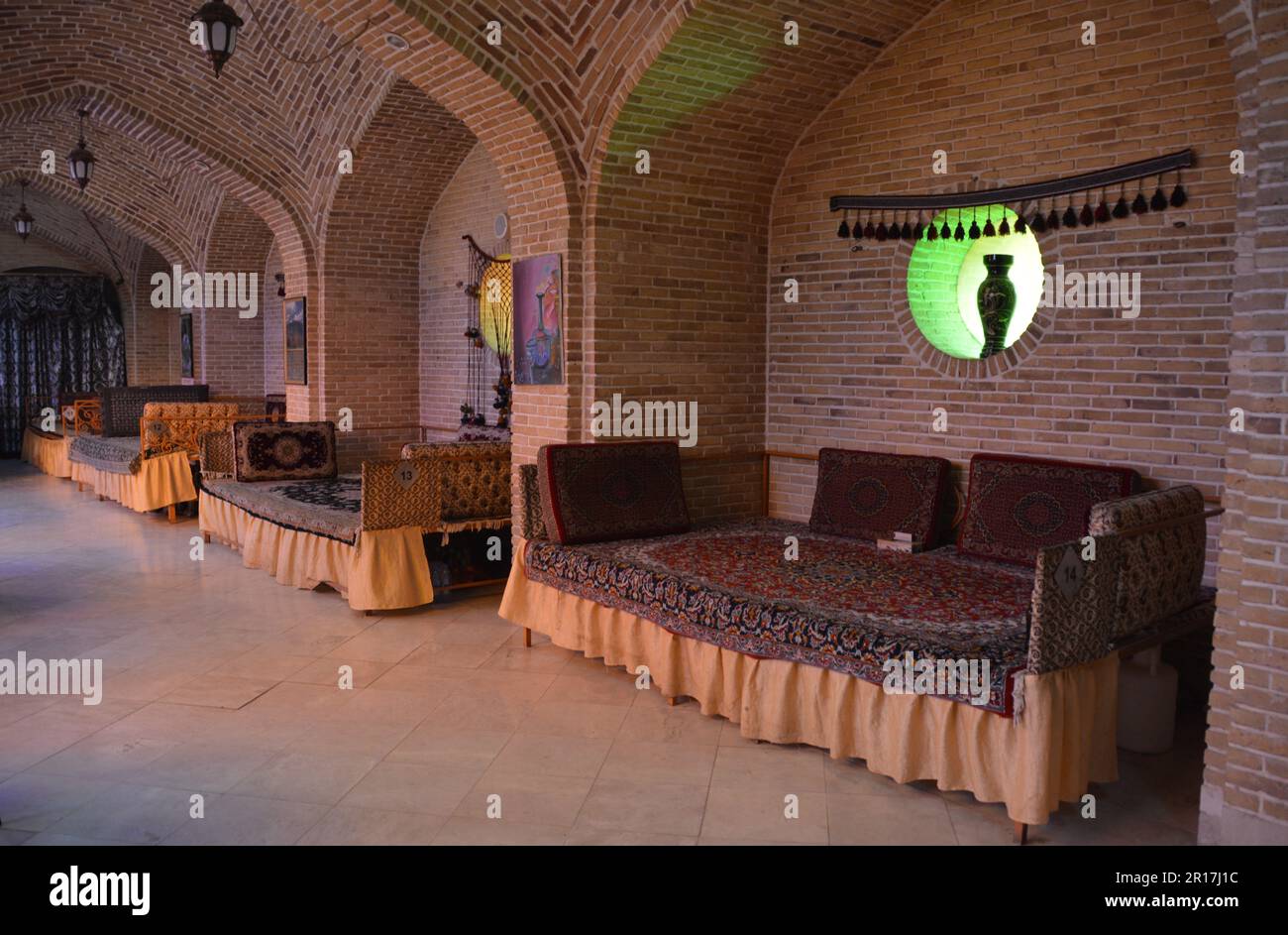 Iran, Sanandaj: a room facing the courtyard in the Asef Mansion, a ...