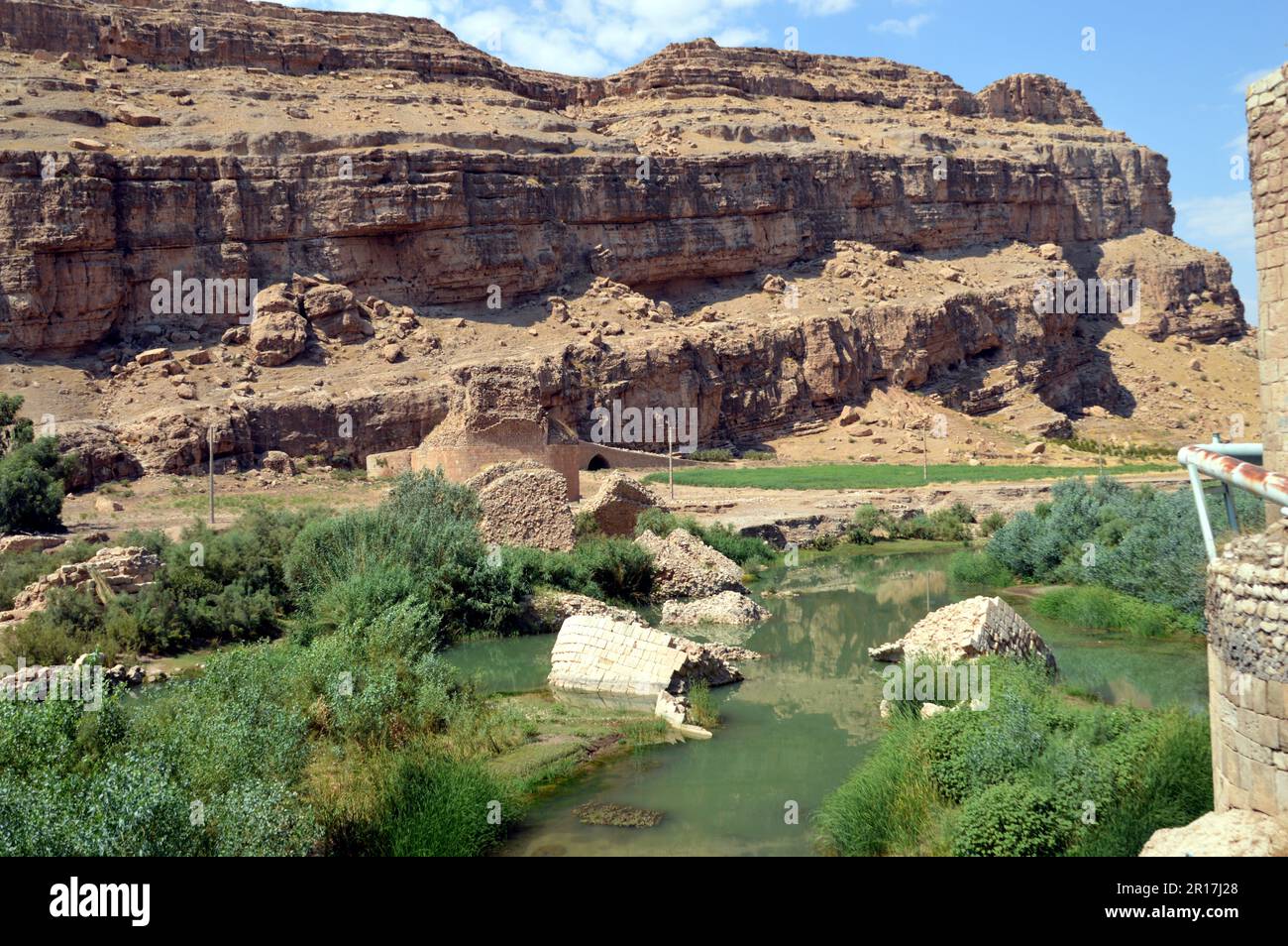 Iran, Pol-e-Dokhtar: ruins of a major bridge over the River Karcheh ...