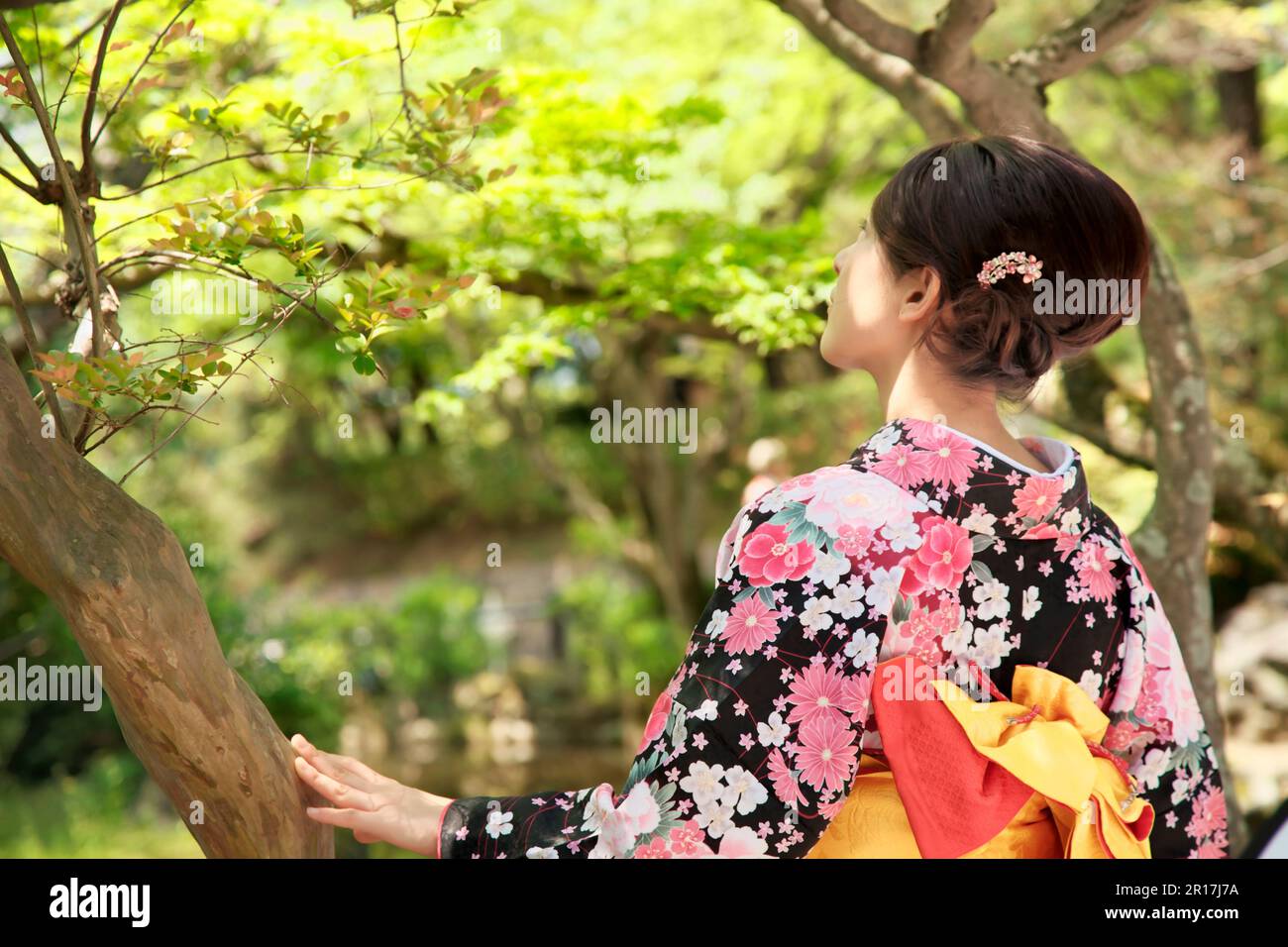 Woman in kimono Stock Photo - Alamy