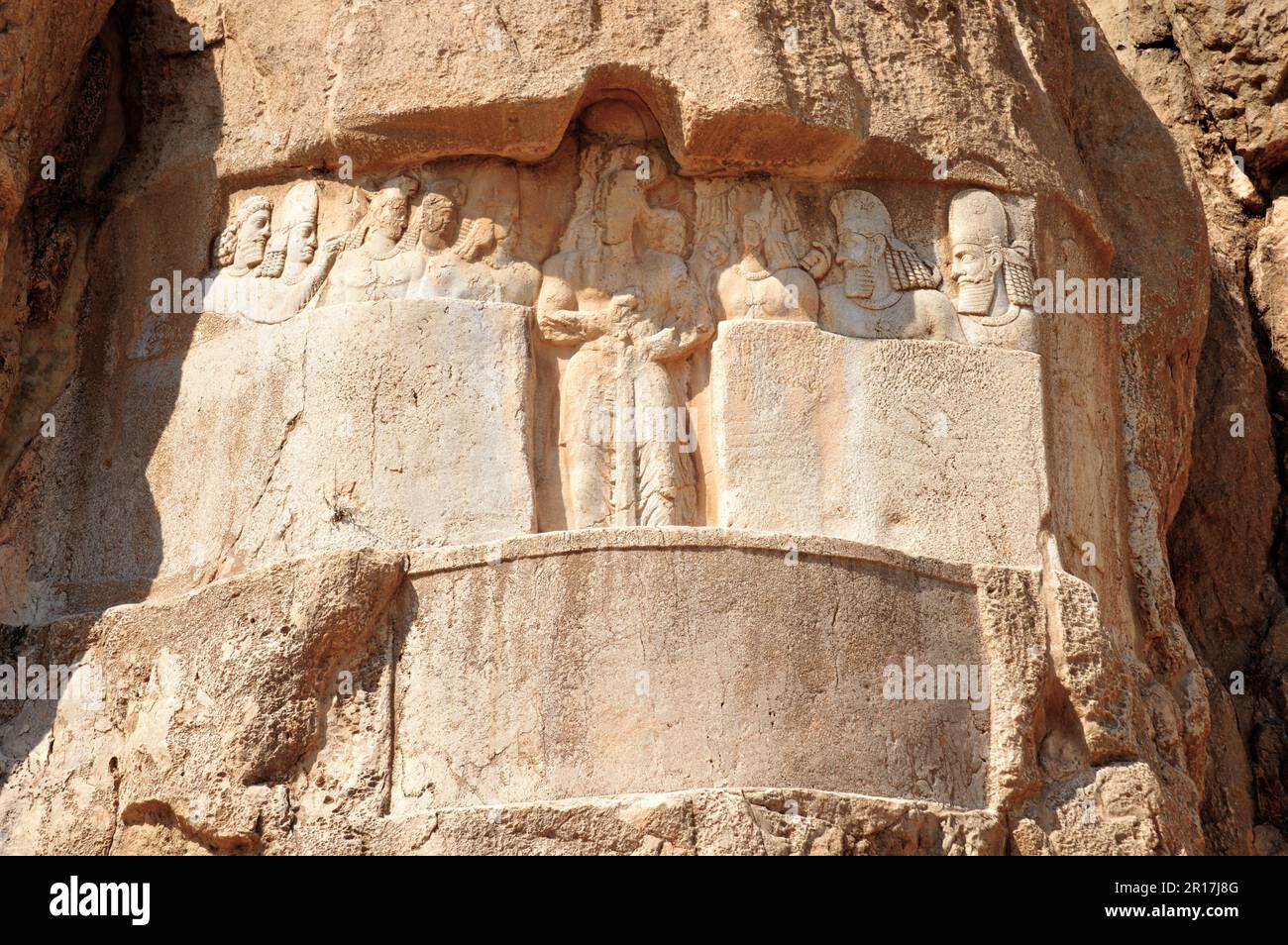 Iran, Naqsh-e Rostam: bas-relief of Sassanid King Bahram II, standing ...