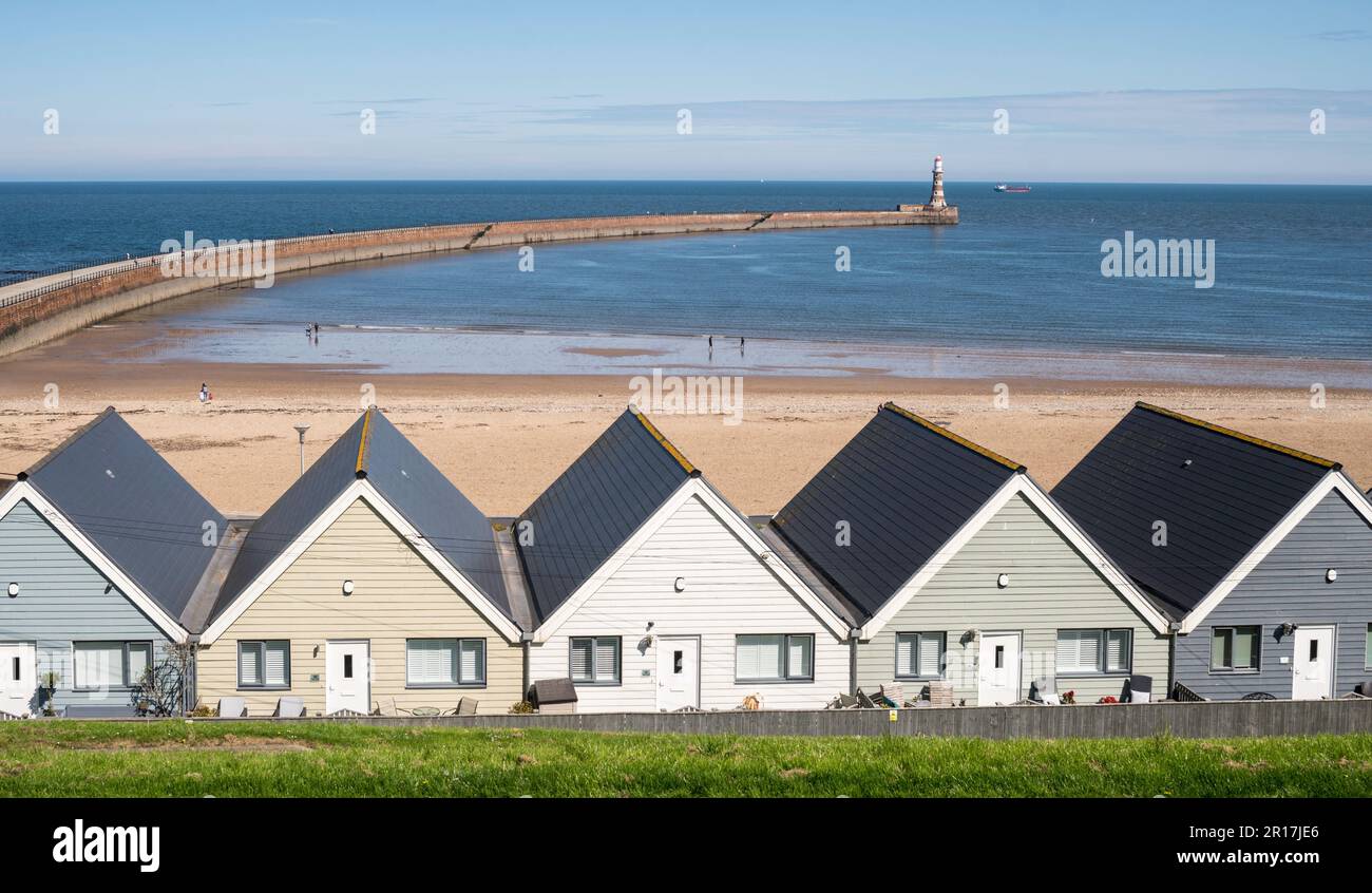 Beach apartments in Roker with the pier in the background, Sunderland ...