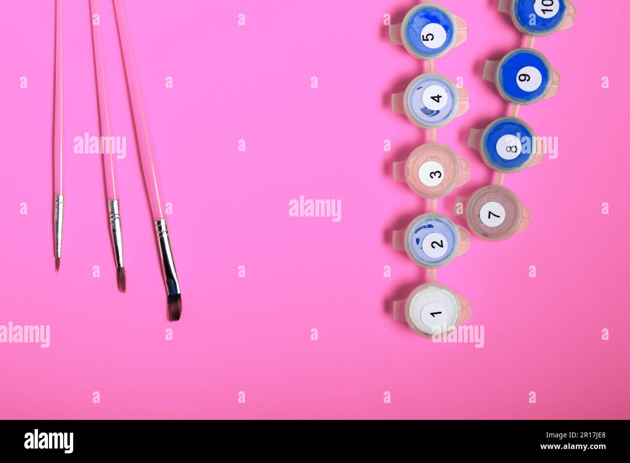 Picture by numbers. Drawing on canvas. Numbered paint cans. Creative ...