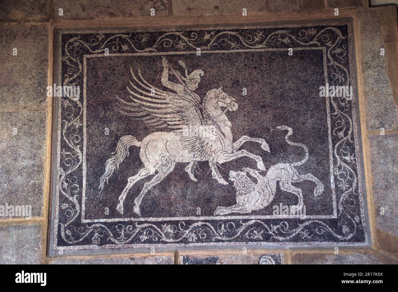 Greece, Island of Rhodes: mosaic floor with representation of ...