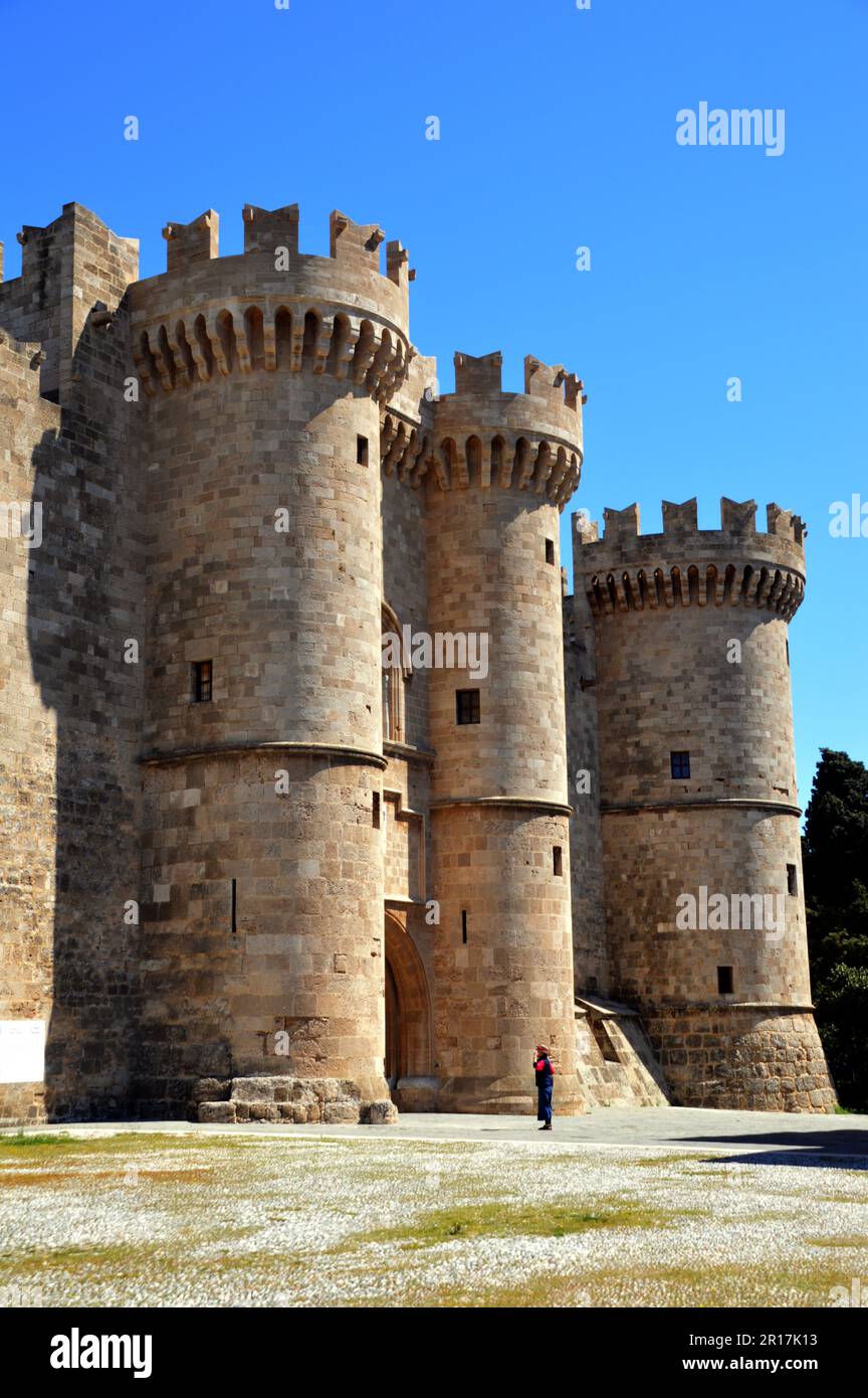 Greece, Island of Rhodes: entrance to the Palace of the Grand Master ...