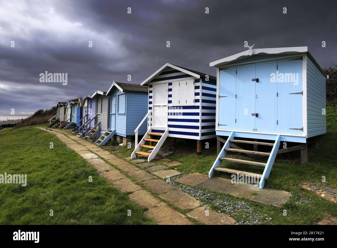 Beachuts on the promenade at Frinton-on-Sea, Tendring district, Essex ...
