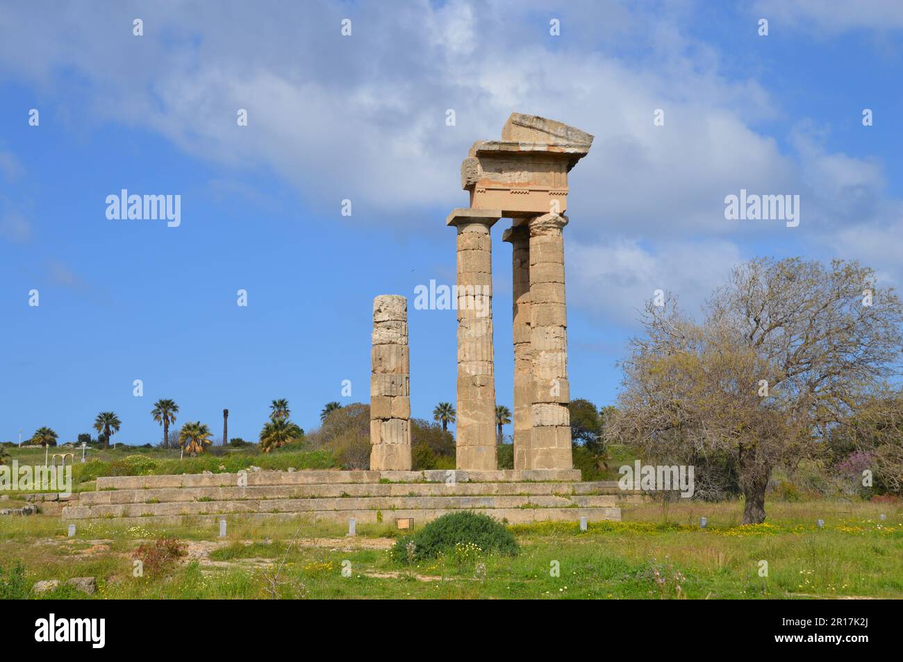 Greece, Island of Rhodes: three columns of the former Apollo Temple on ...