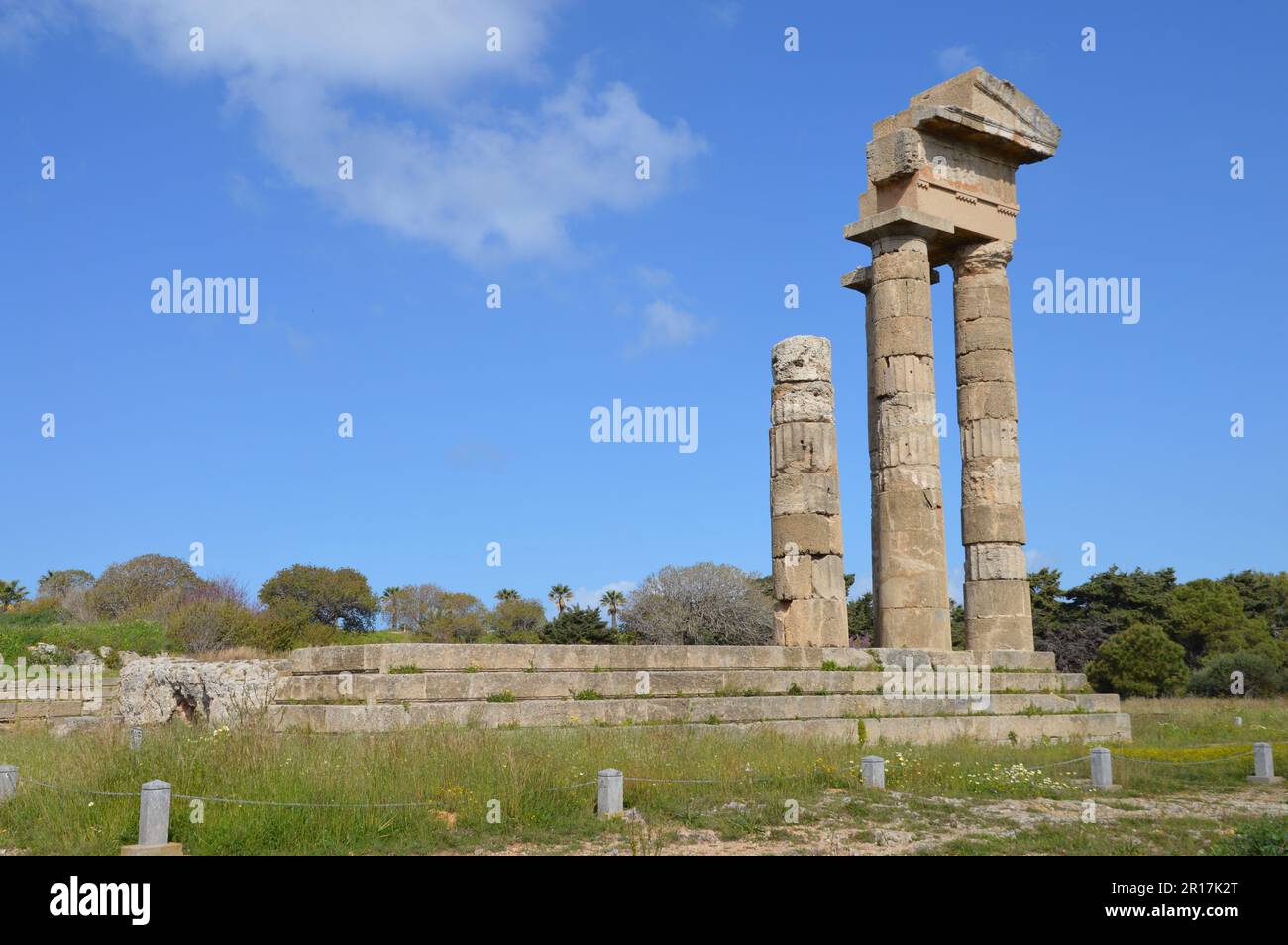 Greece, Island of Rhodes: three columns of the former Apollo Temple on ...