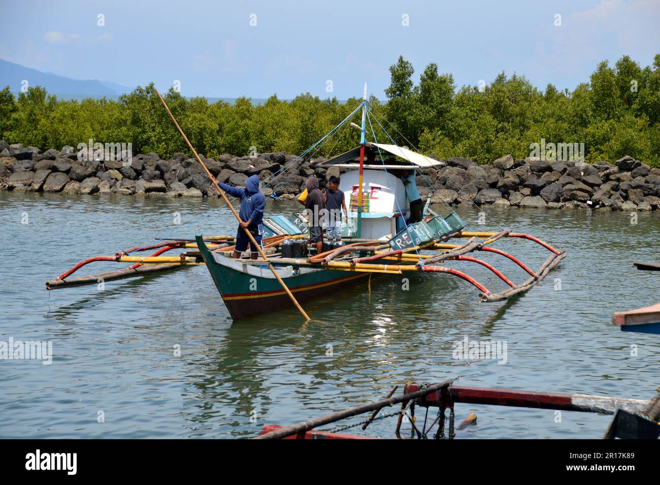 The Philippines, Samar Island, Calbayog: colourful wooden fishing boat ...