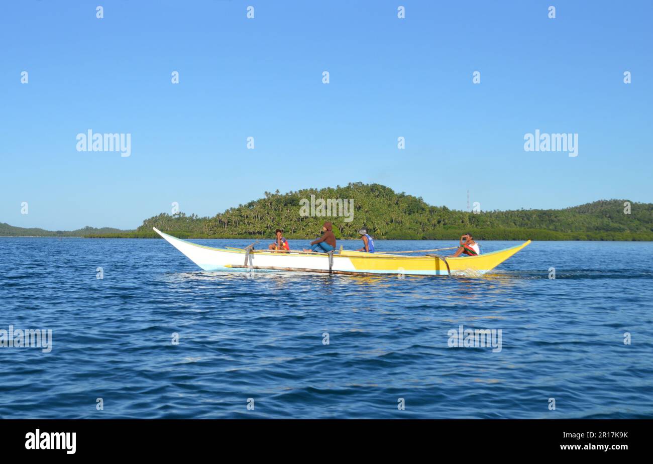 The Philippines, Samar Island: local touring boat taking visitors on a ...