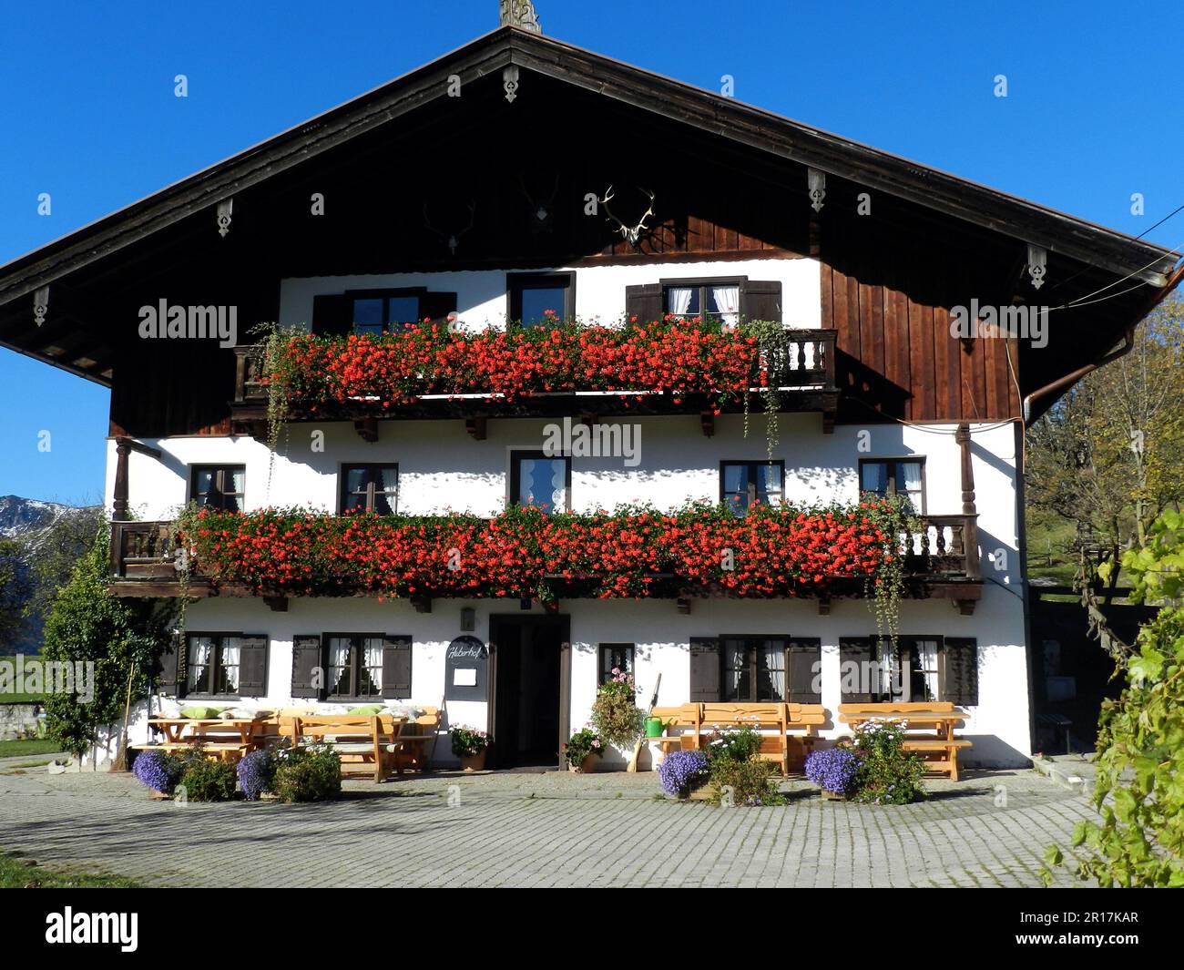 Germany, Upper Bavaria, Bayerischzell: chalet-style house with ...