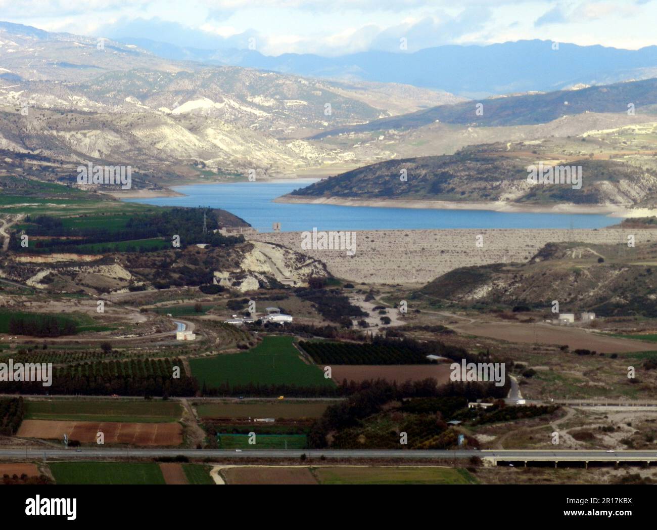 Cyprus, Paphos: aerial view of Asprokremnos Dam and Reservoir Stock ...