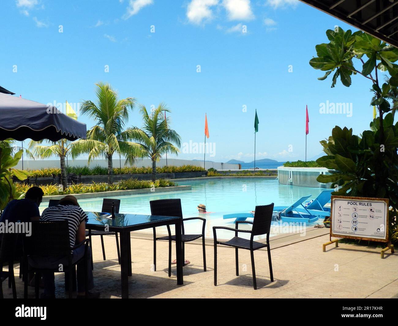 The Philippines, Samar Island, Calbayog: swimming pool, with part of ...