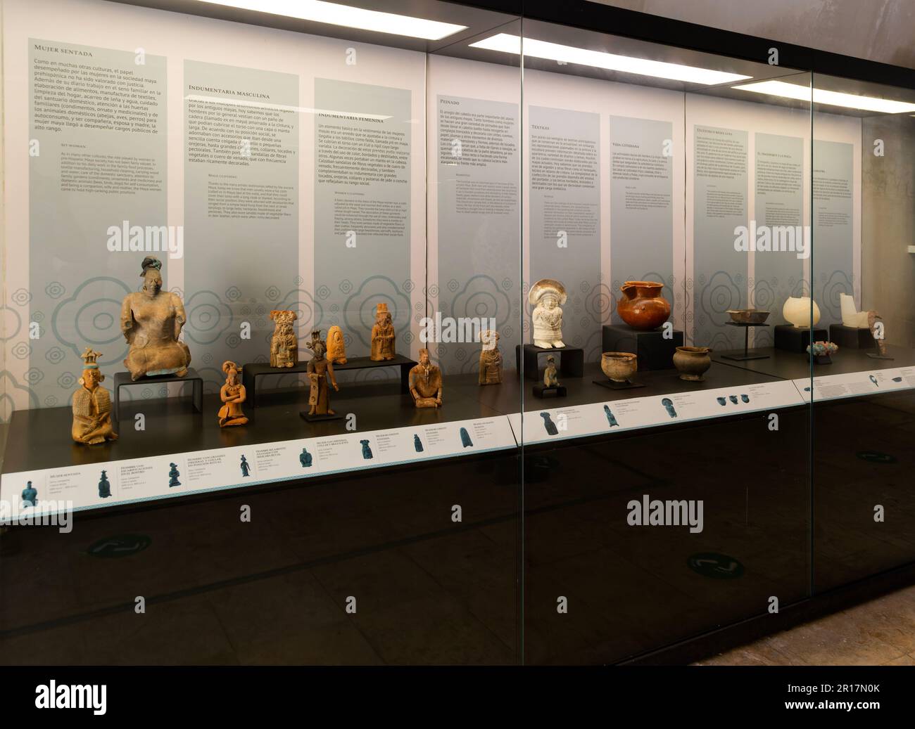Display case of figurine models, Mayan archaeological museum, Fort San ...