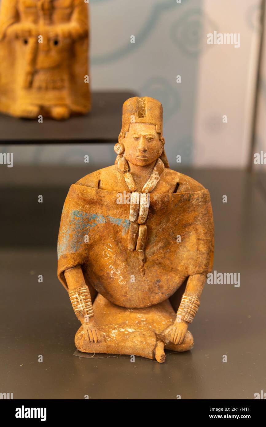 Figurine model of sitting man, from Jaina, Late Classical period, Mayan ...