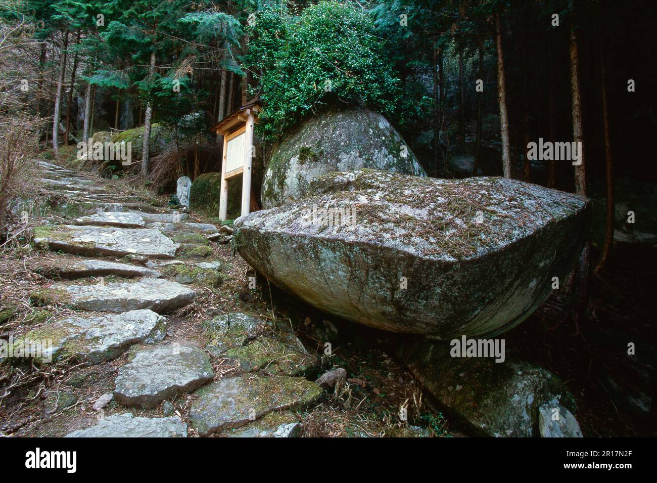 Kumano Kodo iseji Yaoni yamakoshi Lotus Flower stones and eboshi Stock ...