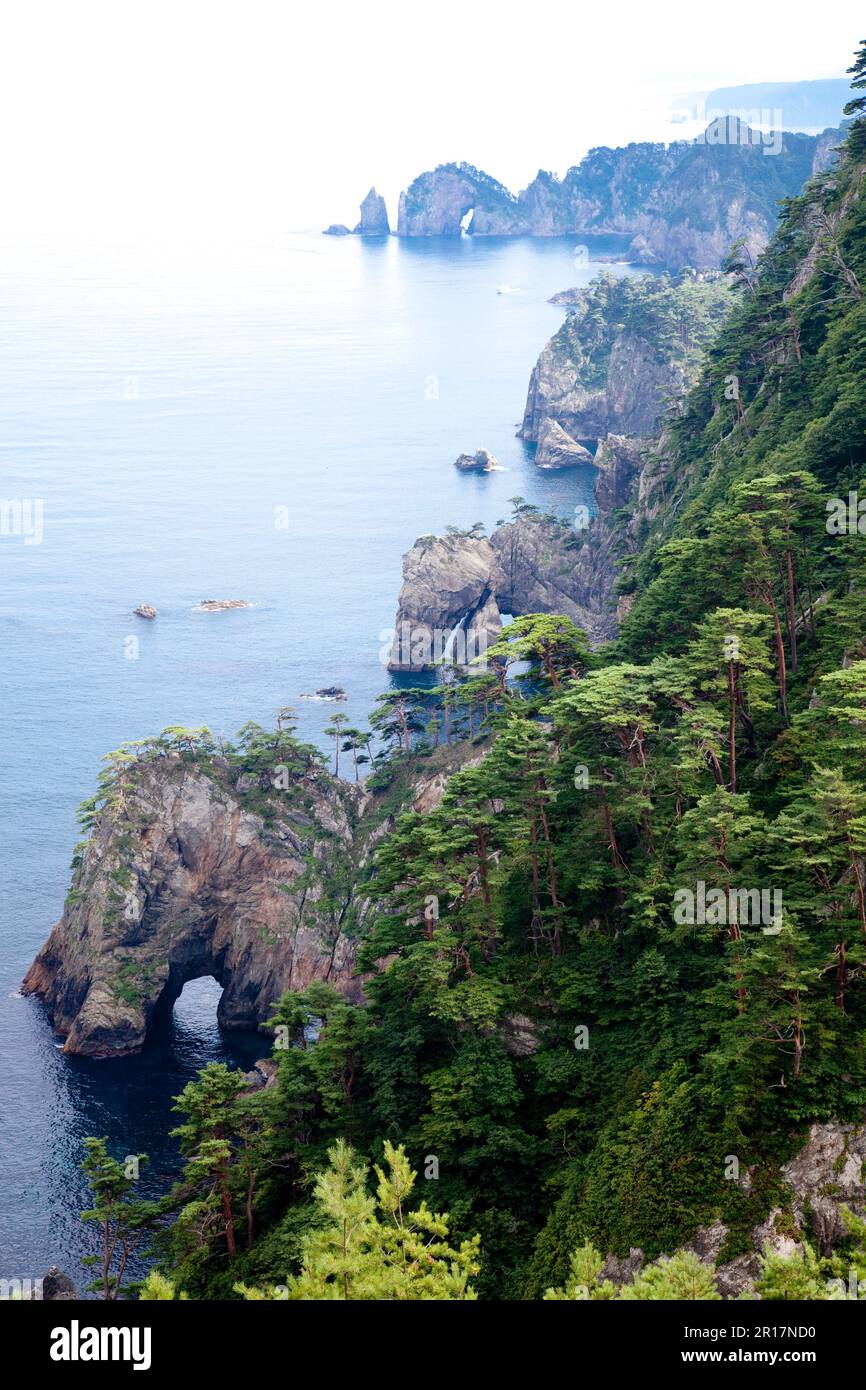 Rock formations and cliffs of Kitayamazaki Stock Photo - Alamy