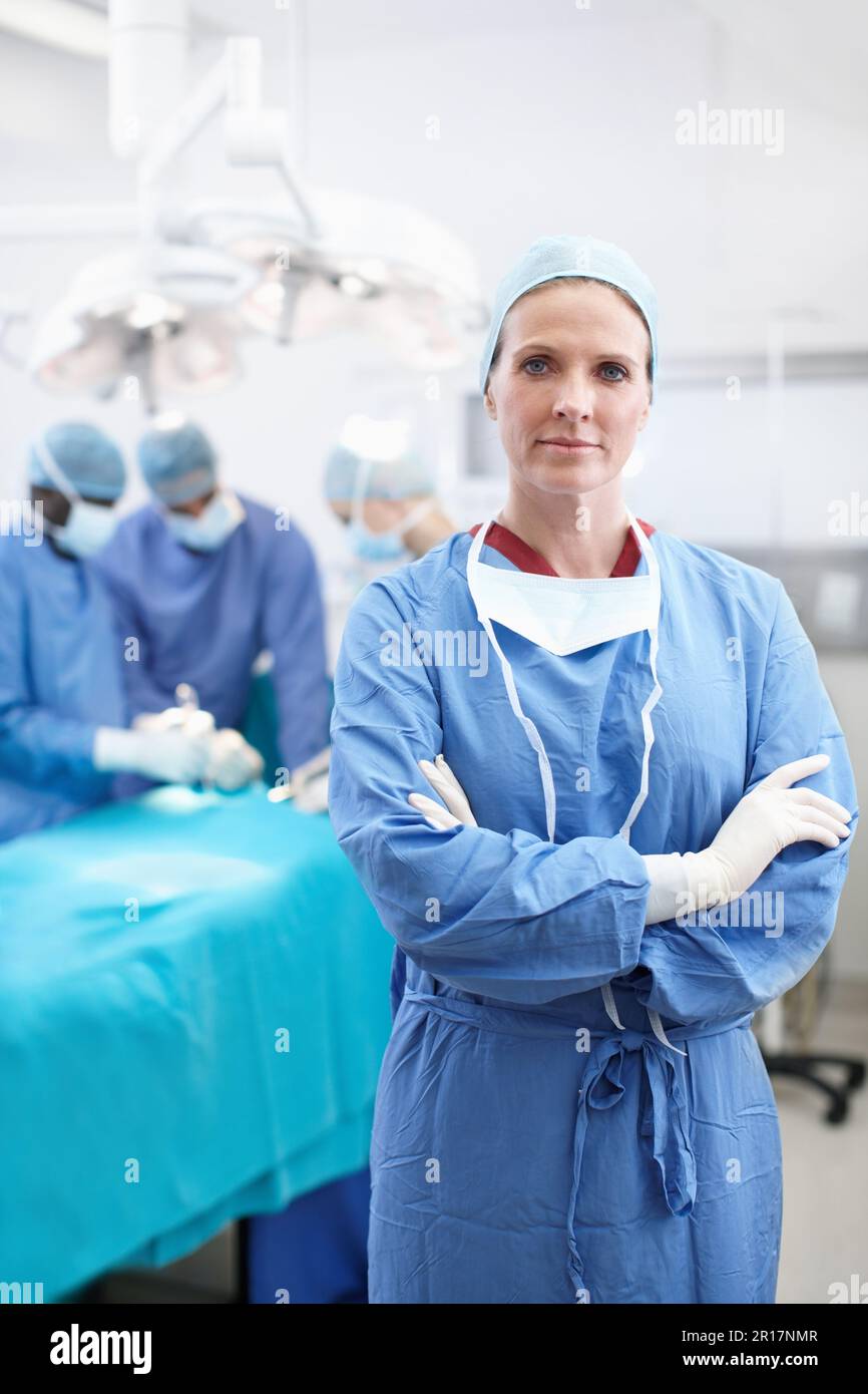 My job is stressful but rewarding. Portrait of a serious surgeon ...