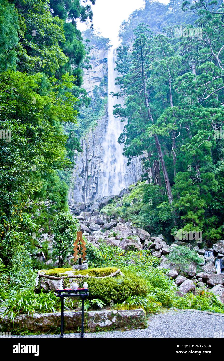 Hiroujinjya Shrine's altar and Nachi Fall Stock Photo - Alamy