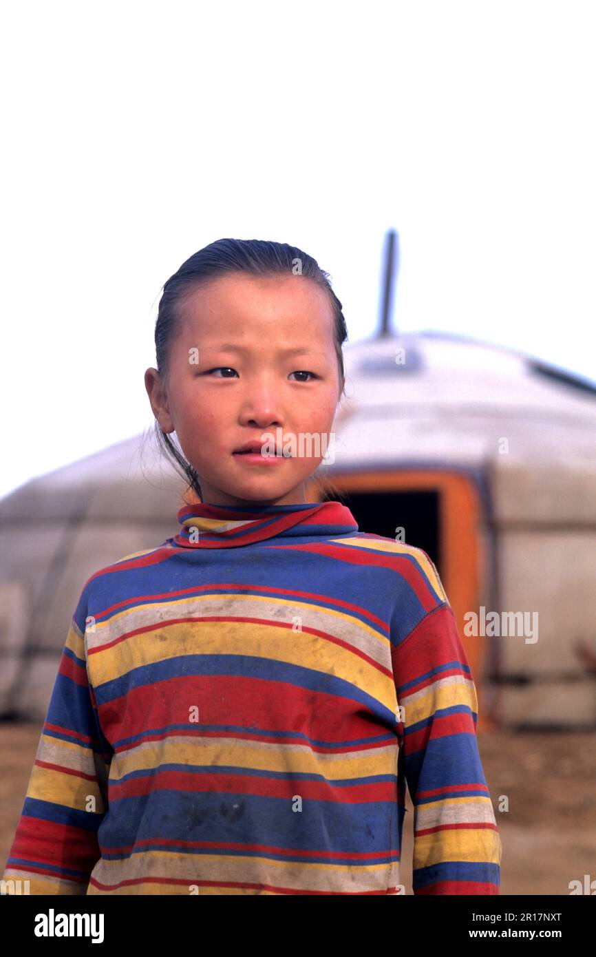 Portrait of Poor Children in Mongolia Stock Photo - Alamy