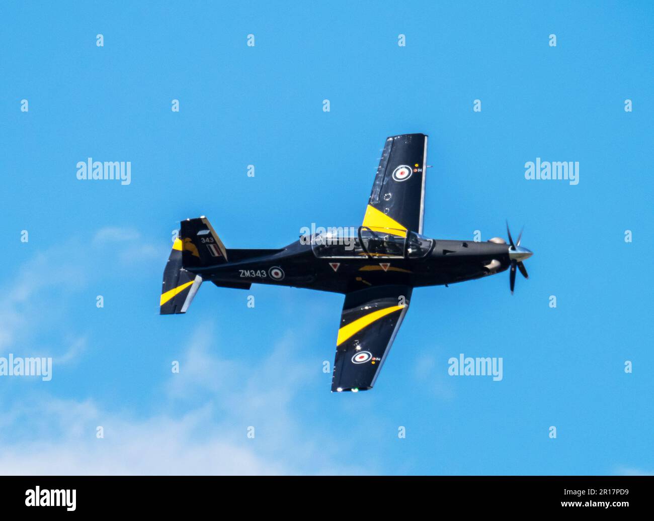 An RAF pilot trainer plane flying over Ambleside in the Lake District ...