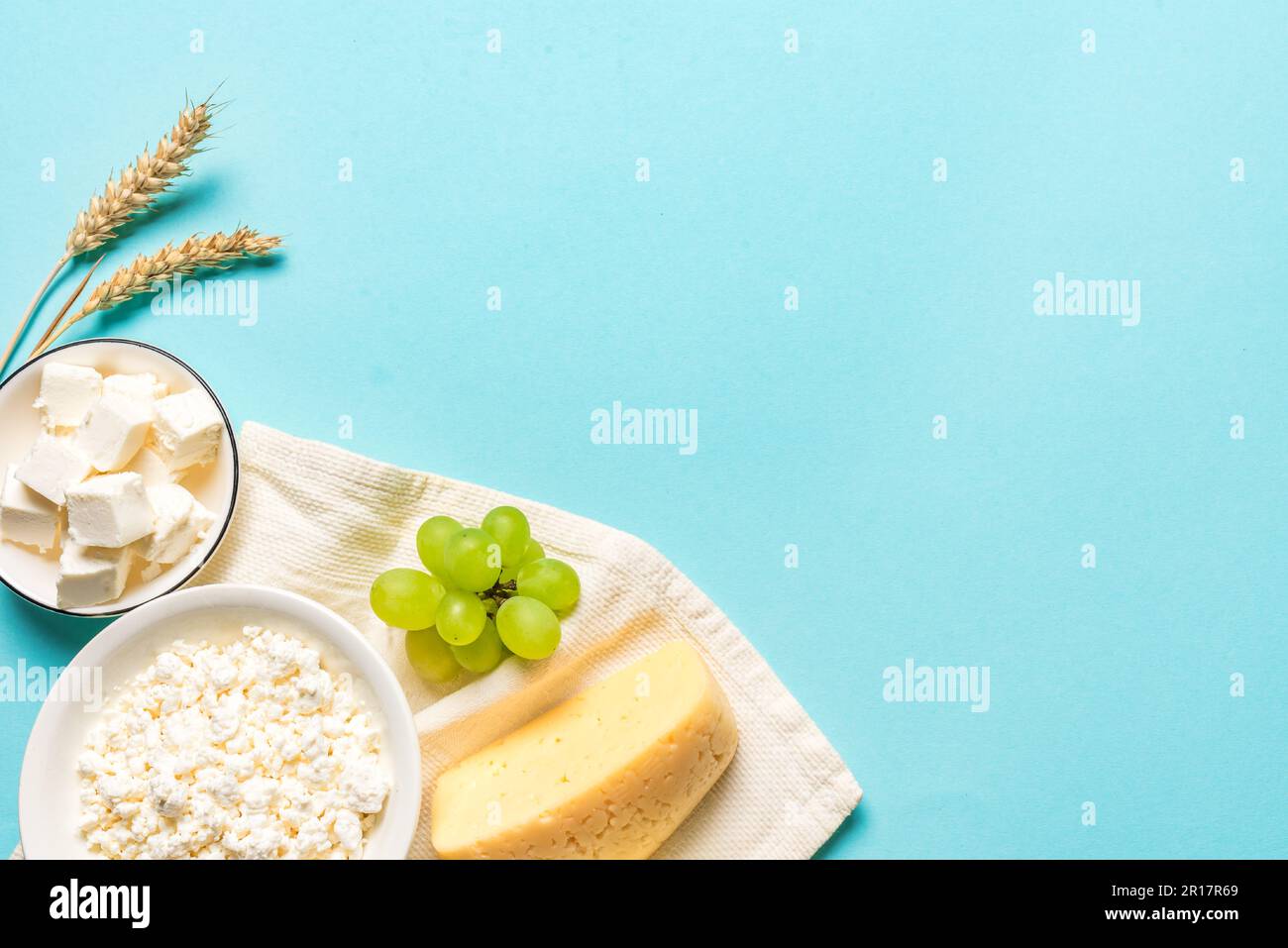 Happy Shavuot - Religious Jewish holiday concept with dairy products ...