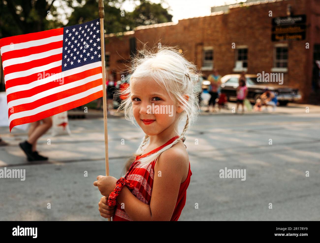 Young girl at forth of July Parade in northern Indiana Stock Photo - Alamy