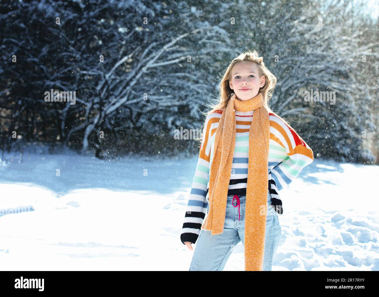 Happy teen girl snow hi-res stock photography and images - Alamy