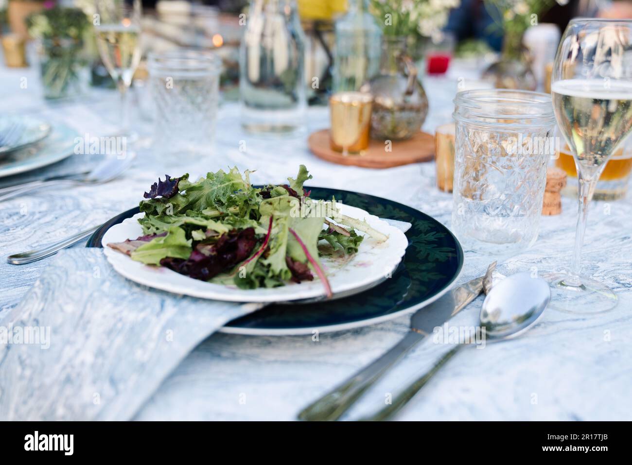Salad appetizer at wedding reception Stock Photo - Alamy
