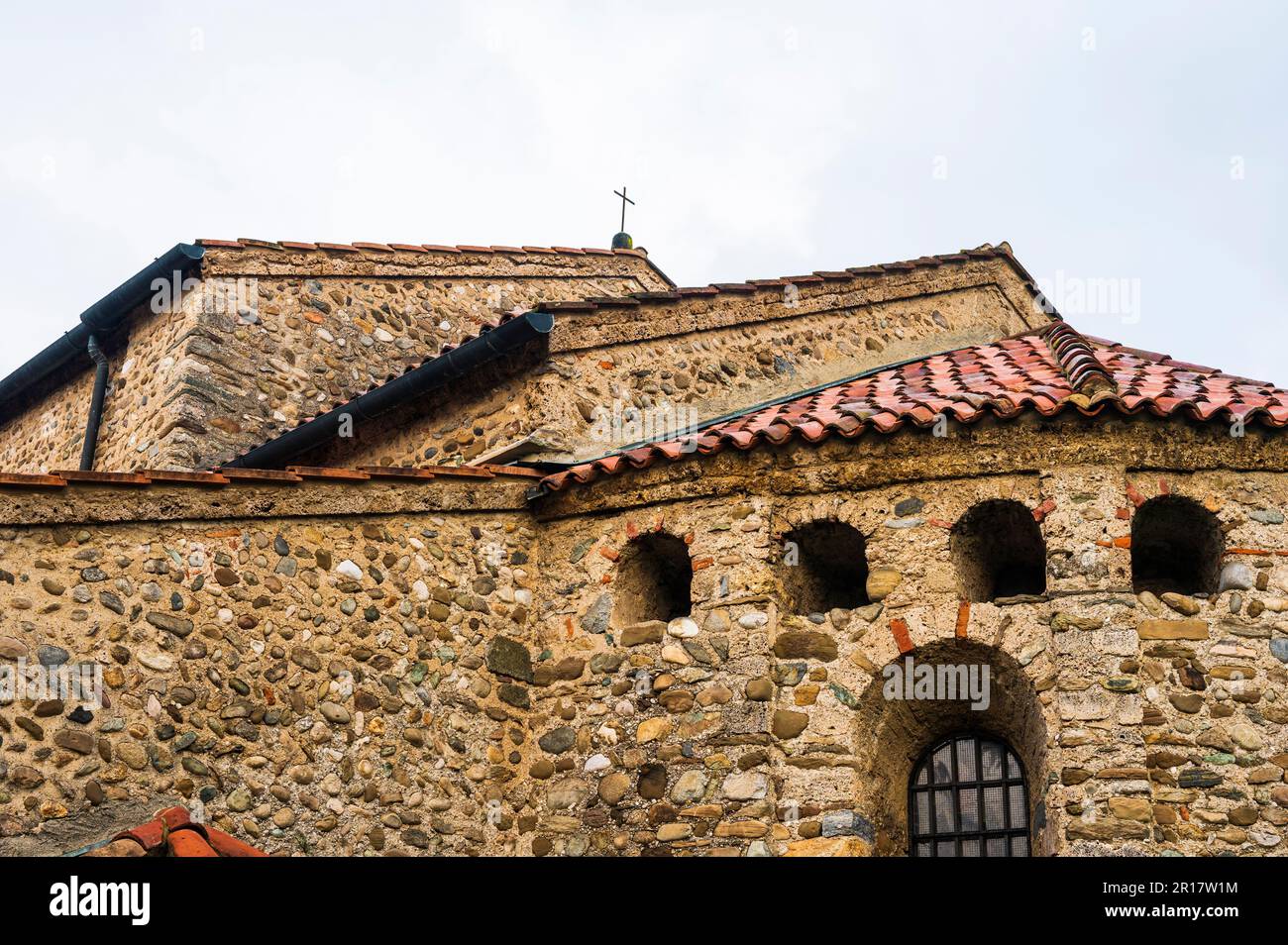 external views of the Saint Peter and Paul romanic Cathedral, Agliate ...