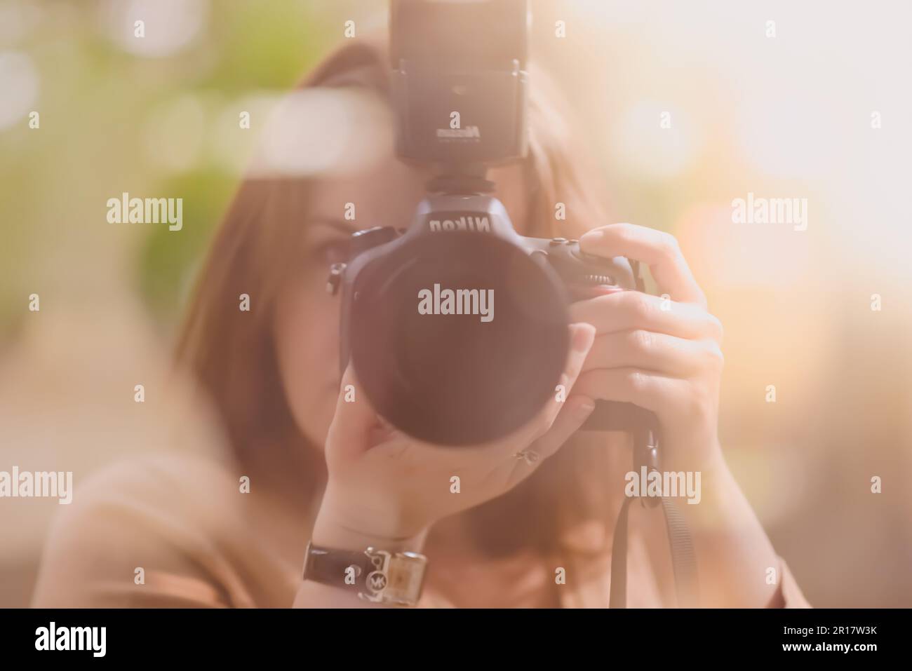 Woman Photographer Sees Your Perspective Stock Photo - Alamy