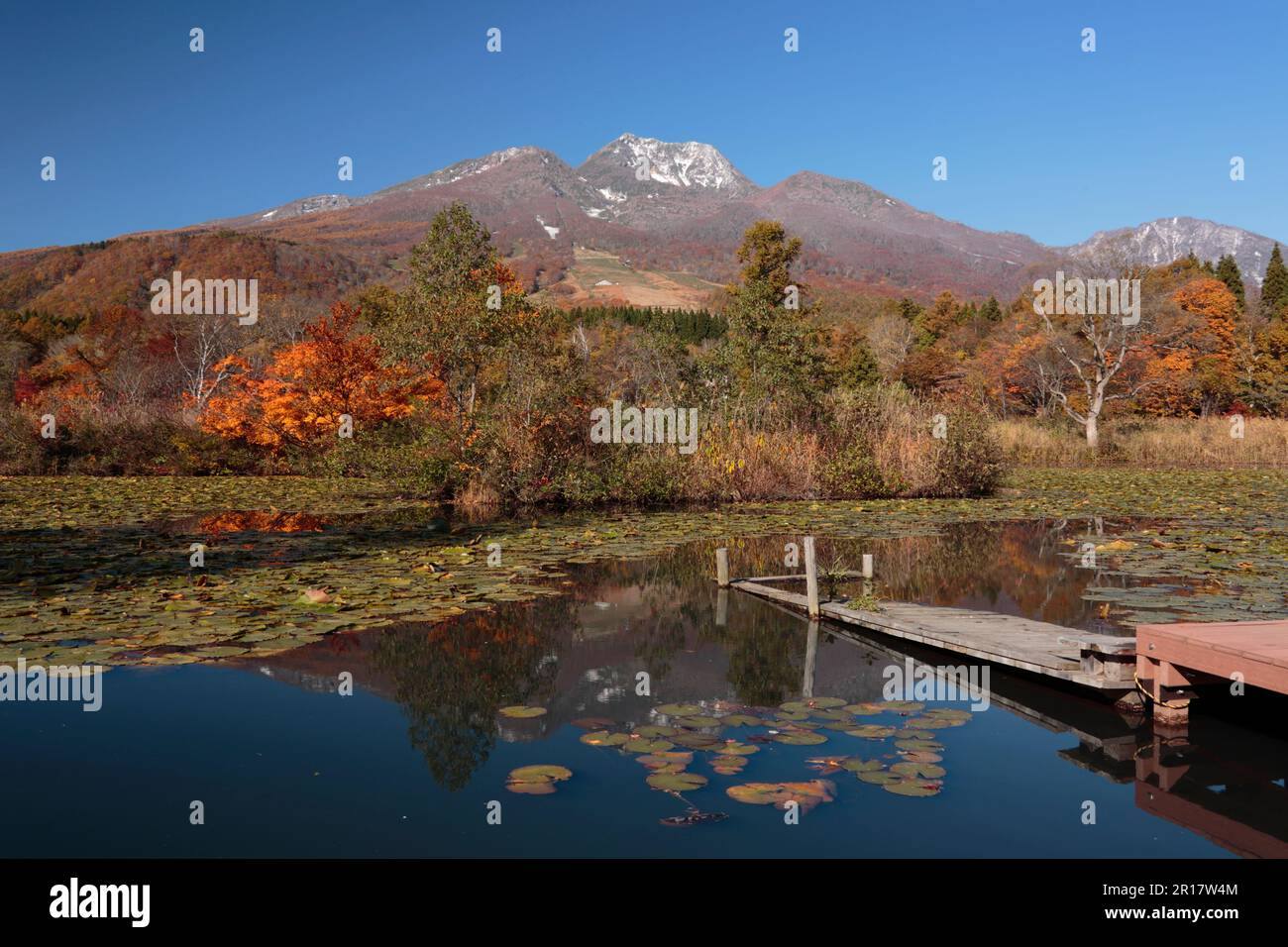 Imori pond and Mt. Myoko Stock Photo - Alamy