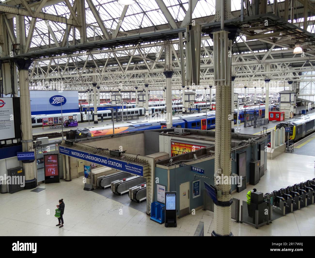 Waterloo transport hub railway station architecture and trains , London ...